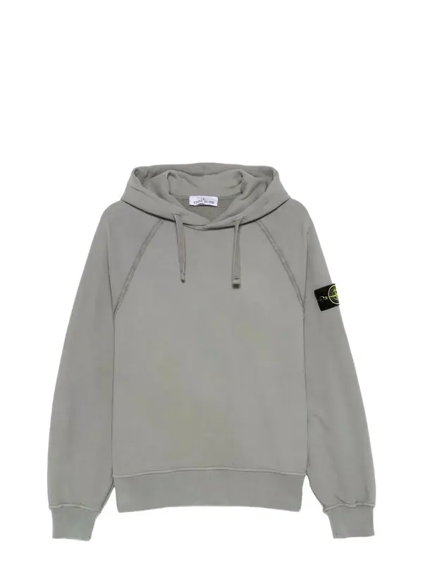 Stone Island Raglan-sleeve Hoodie With Logo Patch - Grey