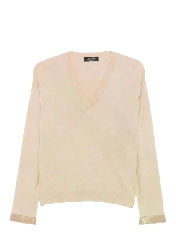 Fabiana Filippi V-neck Sequin-embellished Sweater - Neutrals