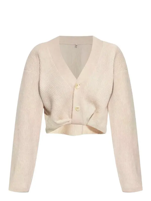 R13 Ribbed Button Cardigan - Neutrals