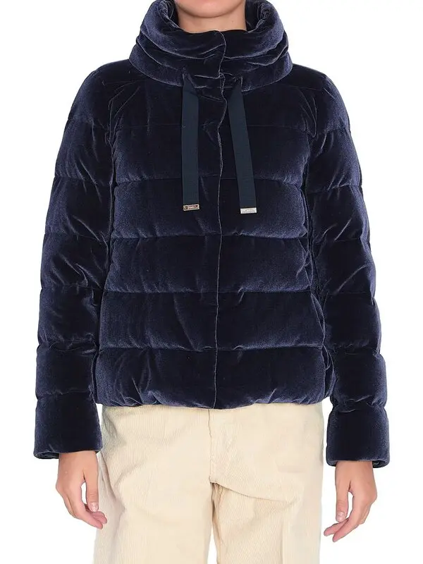 Herno Velvet-effect Padded Jacket - Blue