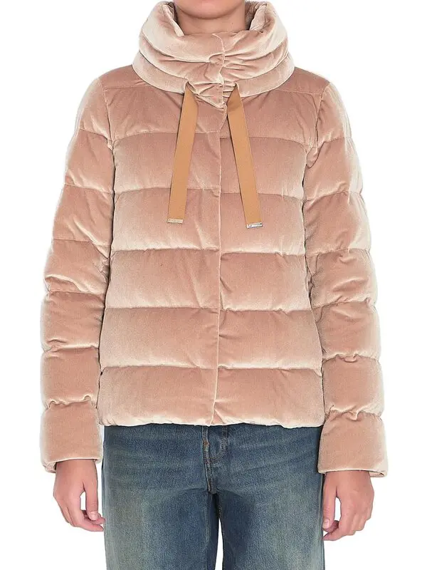 Herno Velvet-effect Puffer Jacket - Beige