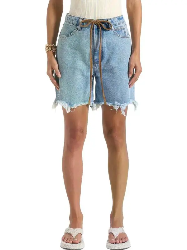 Manière De Voir Distressed Denim Shorts - Blue