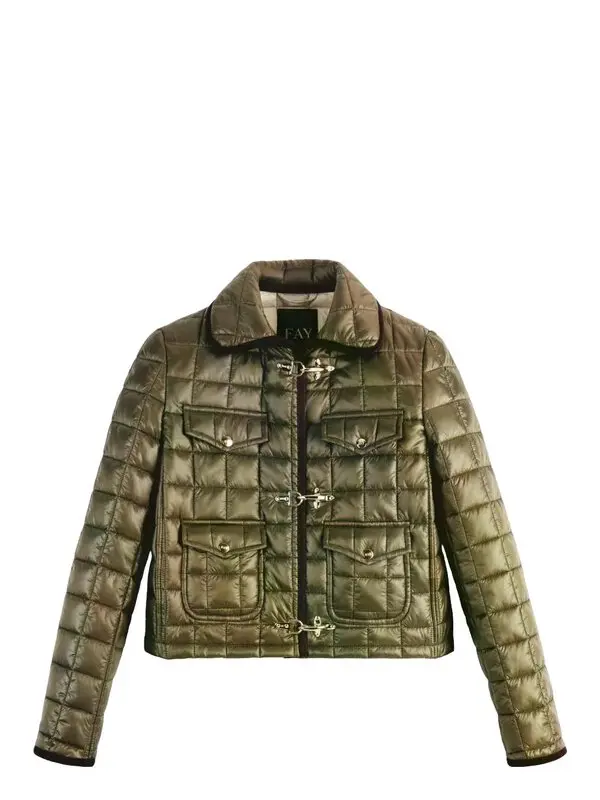 FAY Quilted Cropped Jacket - Green