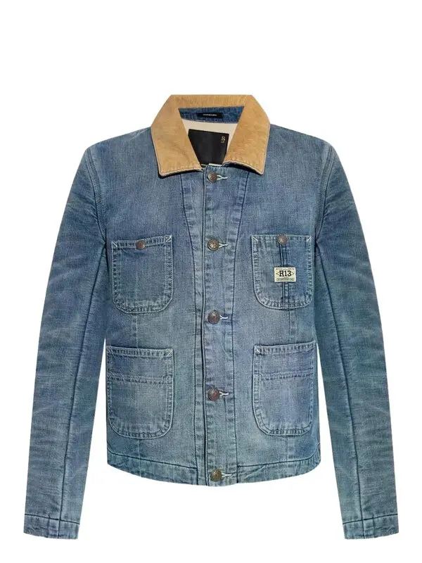 R13 Corduroy-collar Denim Jacket - Blue
