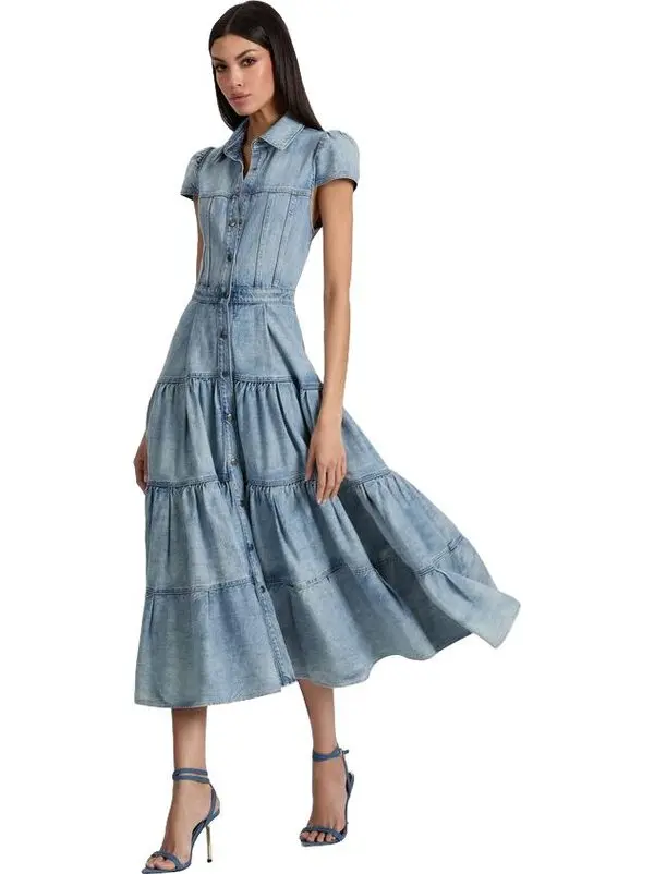 Alice + Olivia Patsy Midi Shirt Dress - Denim