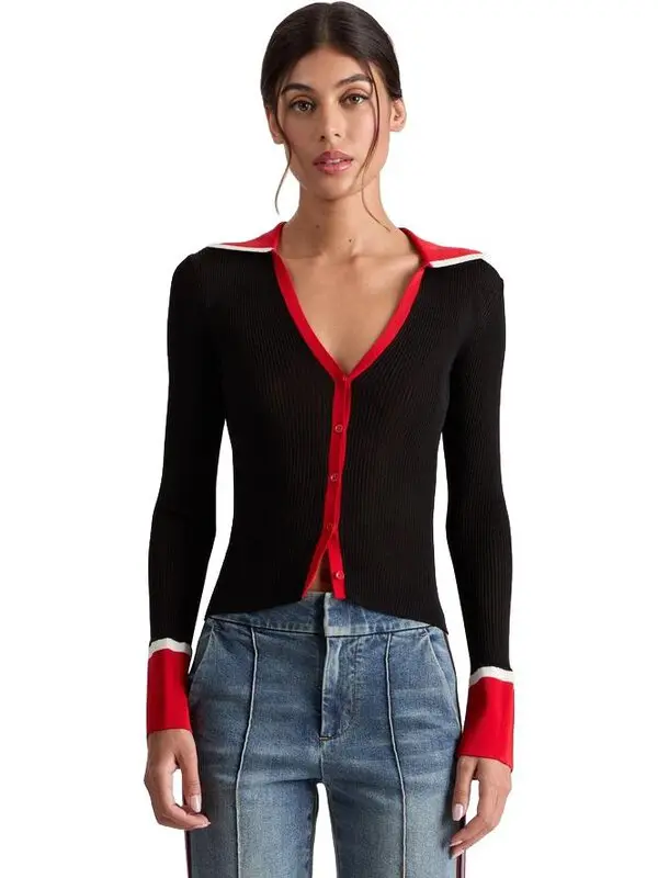 Alice + Olivia Nealie Colorblocked Cardigan - Black