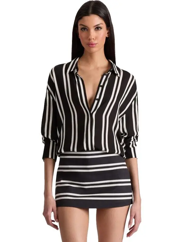 Alice + Olivia Dimitra Oversized Striped Button Down - Stripe
