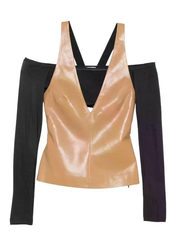 Nanushka Ferr Halterneck Leather Top - Neutrals