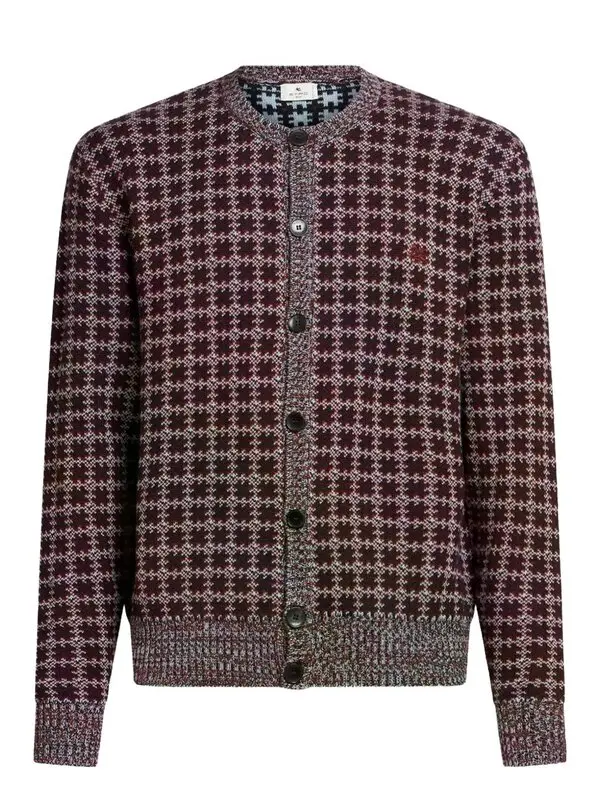 Etro Pegaso Embroidered Geometric-pattern Cardigan - Red