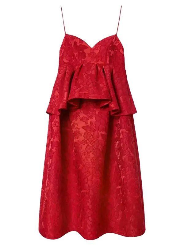 La DoubleJ Satine Peplum Midi Dress - Red