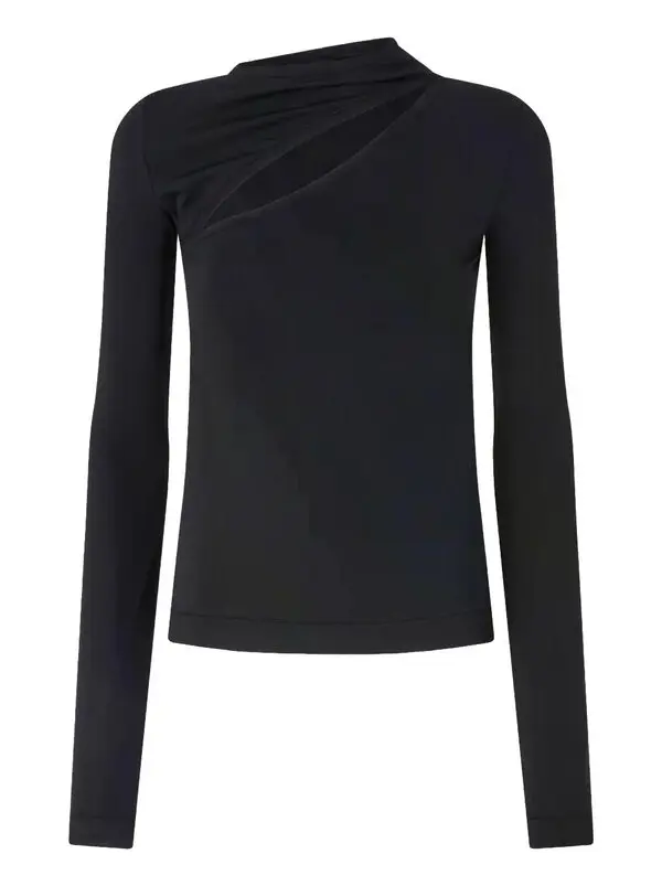 Pinko Asymmetric Neck Long-sleeve Top - Black