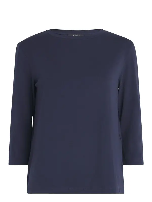 Max Mara Stretch-cotton Cropped-sleeve T-shirt - Blue