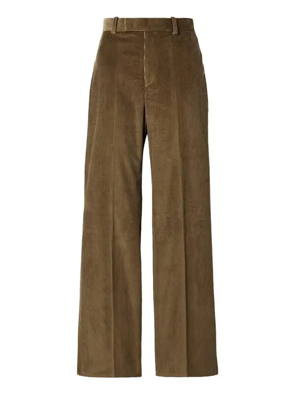Veronica De Piante Taylor Cotton-corduroy Straight-leg Pants - Green