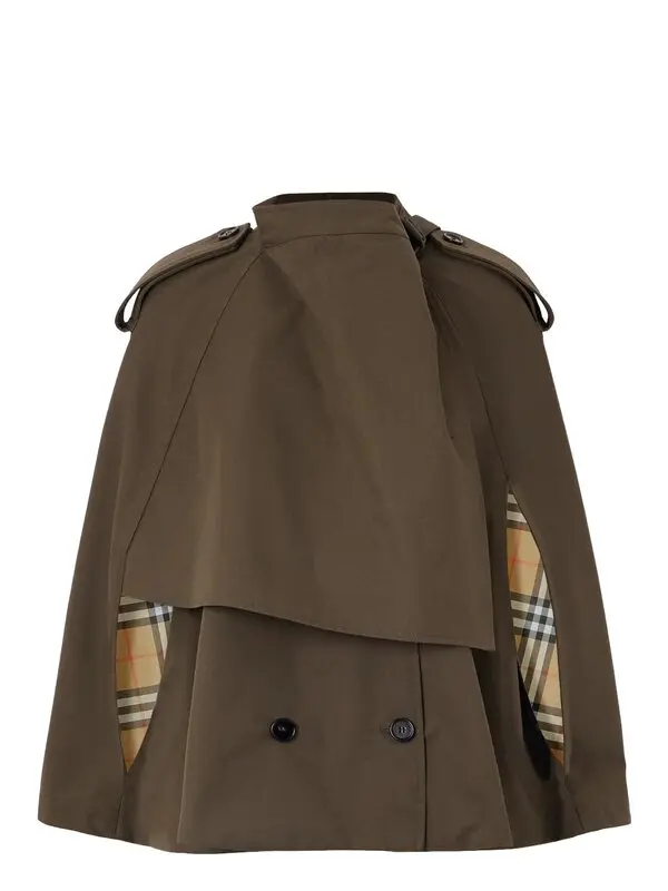 Burberry Double-breasted Cotton-gabardine Cape - Green