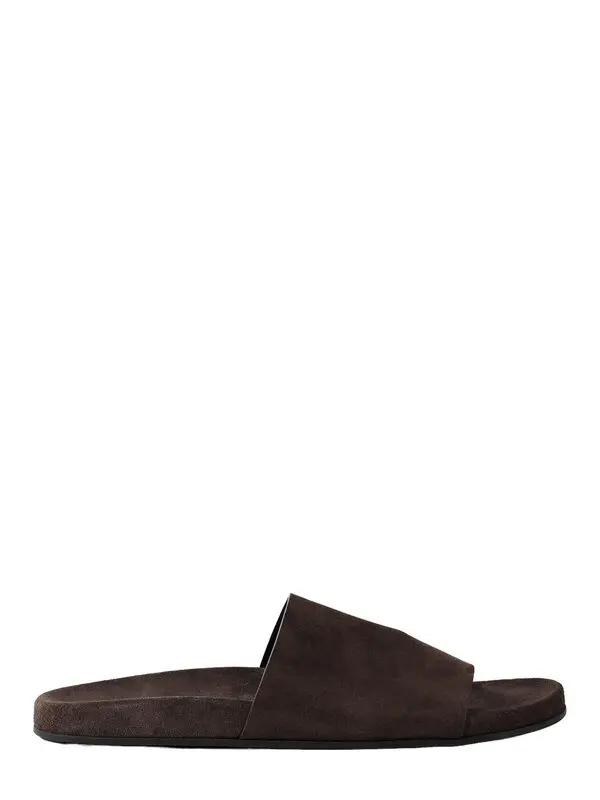 THE ROW Hugh Suede Slides - Brown