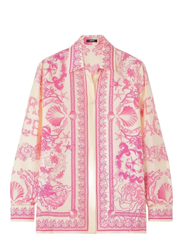 Versace Printed Silk-twill Shirt - Pink