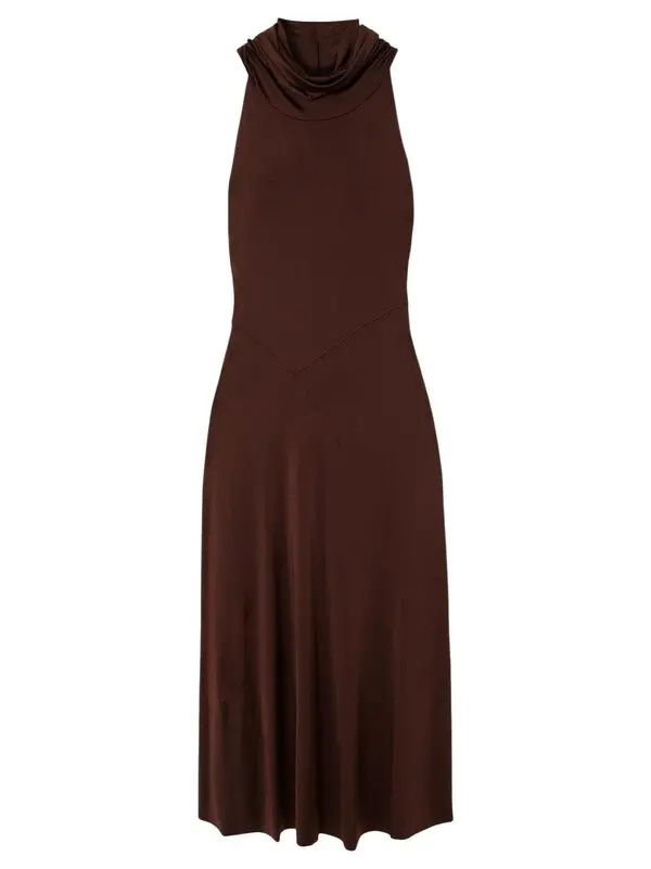 Victoria Beckham Hooded Stretch-jersey Midi Dress - Brown