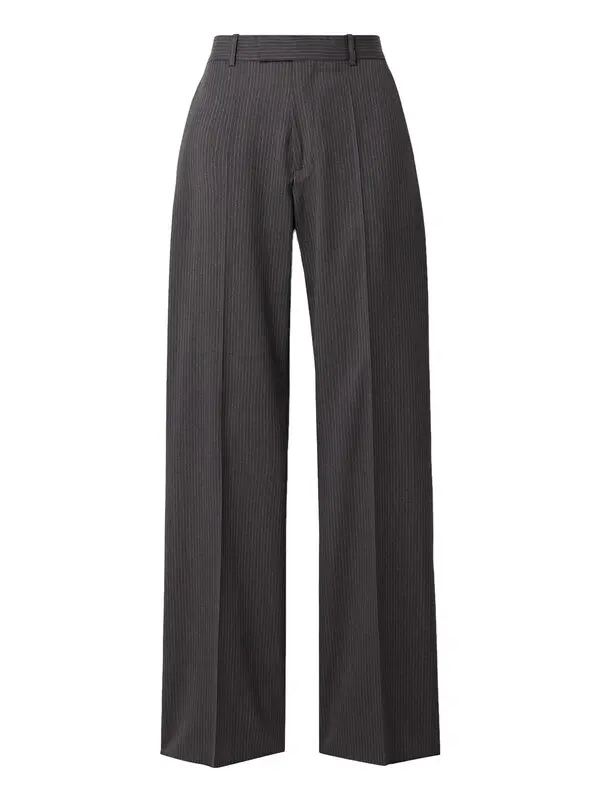 Veronica De Piante Taylor Pinstriped Wool-twill Straight-leg Pants - Gray