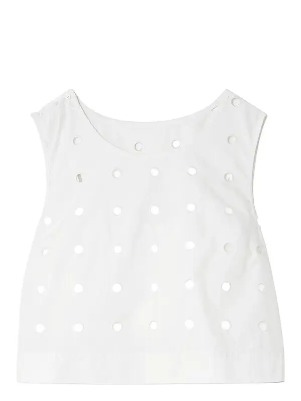 Posse Peggy Broderie Anglaise Cotton-poplin Tank - White
