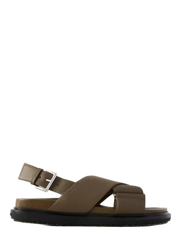 Marni Leather Slingback Sandals - Green