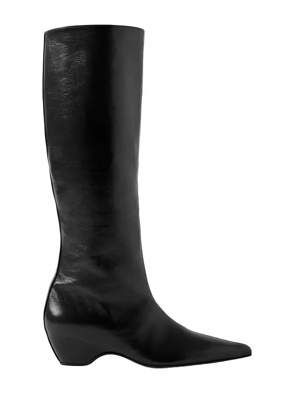 Khaite Sybil Glossed-leather Knee Boots - Black