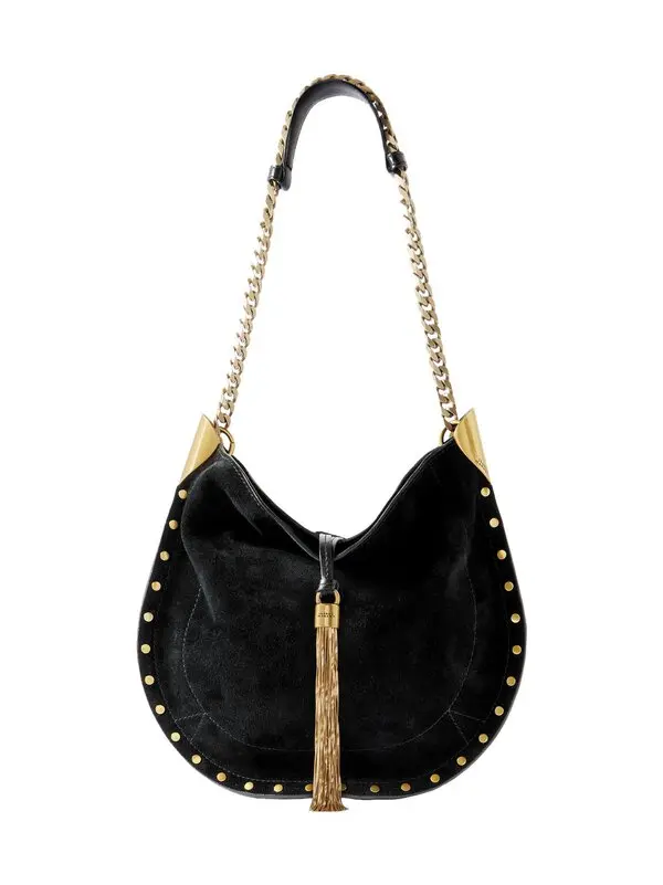 Isabel Marant Oskan Leather-trimmed Suede Shoulder Bag - Black