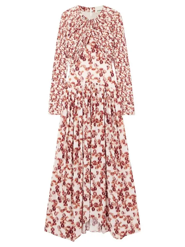 Isabel Marant Galina Asymmetric Draped Printed Maxi Dress - Red