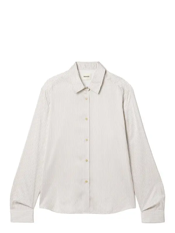 Khaite Argo Striped Silk Shirt - Cream