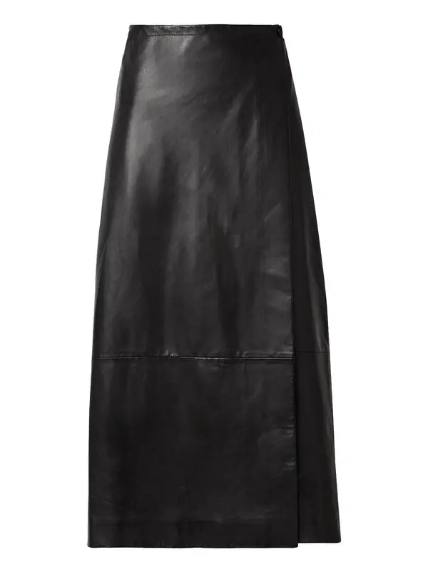 Khaite Quinn Leather Maxi Skirt - Black