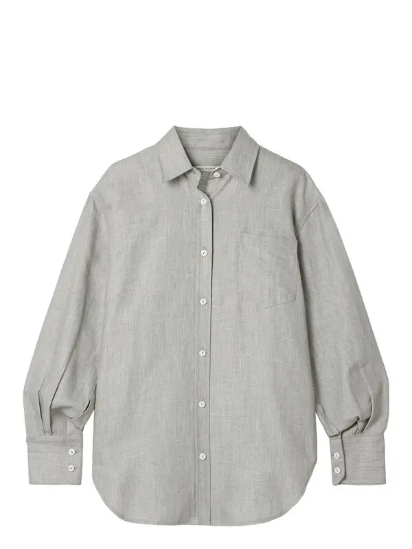 Maria Mcmanus Linen, Cotton, And Wool-blend Twill Shirt - Gray
