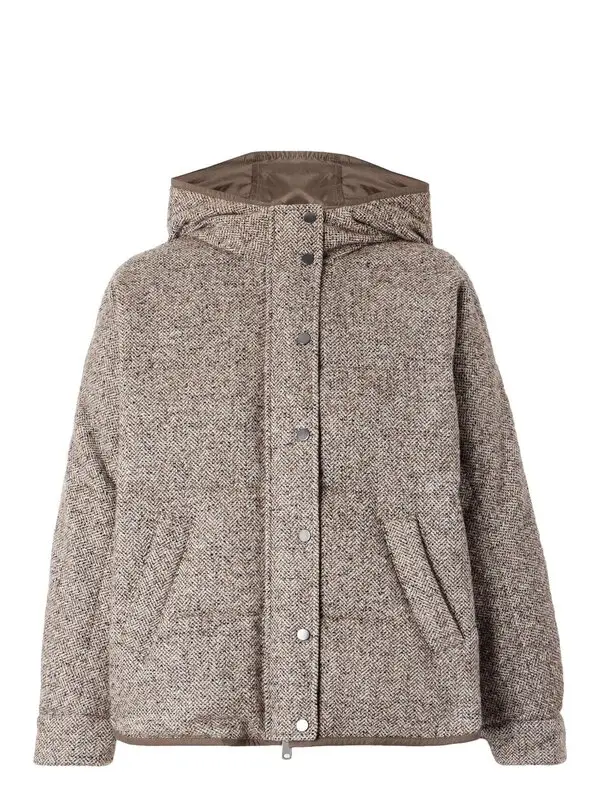 Brunello Cucinelli Padded Wool-blend Bomber Jacket - Neutrals