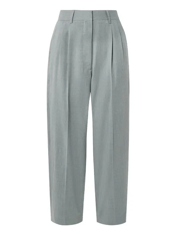 BLAZÉ MILANO Fox Pleated Wool-twill Pants - Gray