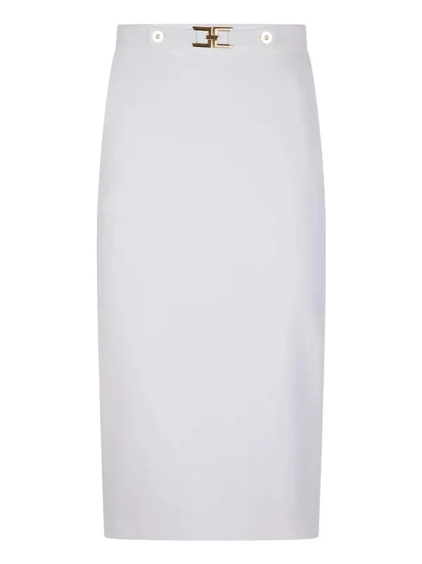 Elisabetta Franchi Pencil Skirt With Gold Buckle - White