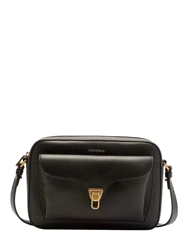 COCCINELLE Leather Shoulder Bag With Flap Pocket - Black