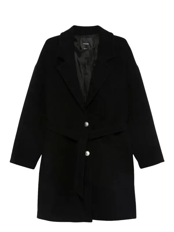 Pinko Belted Button-fastening Coat - Black