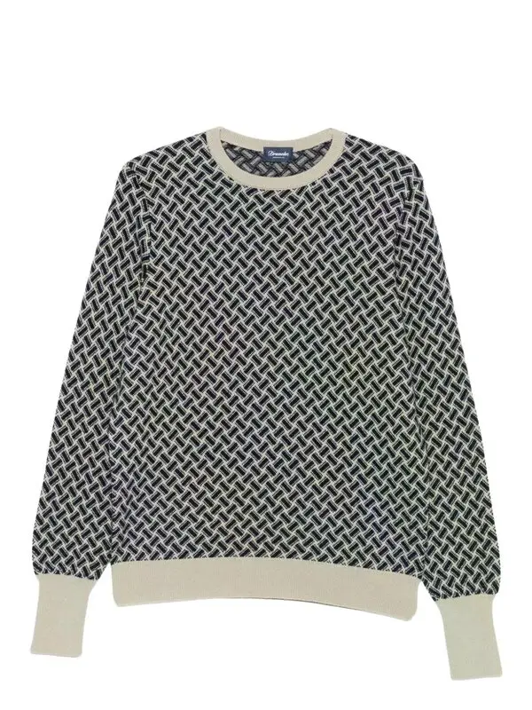 DRUMOHR Geometric-pattern Crew-neck Sweater - Blue
