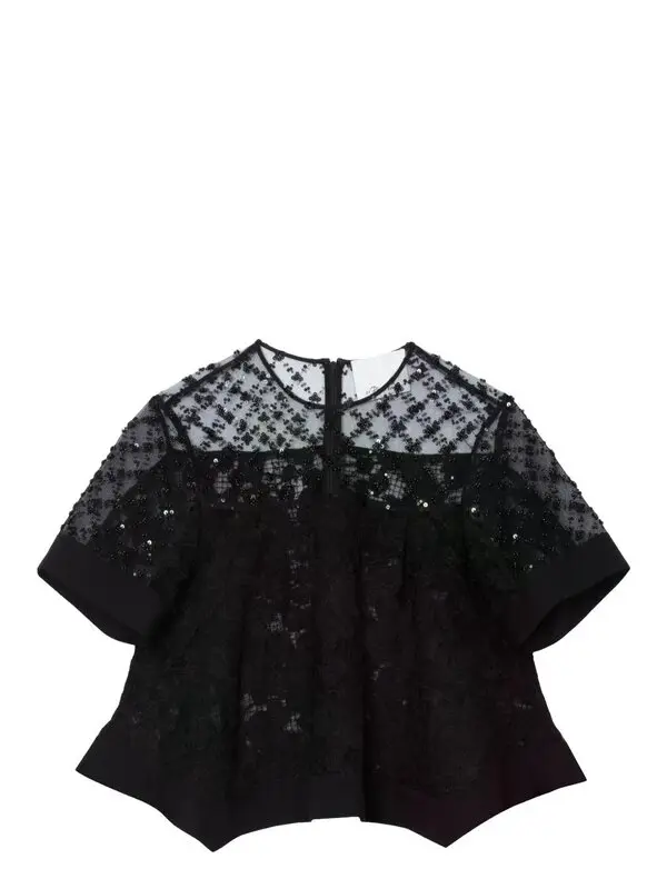 3.1 Phillip Lim Beaded Lace Top - Black