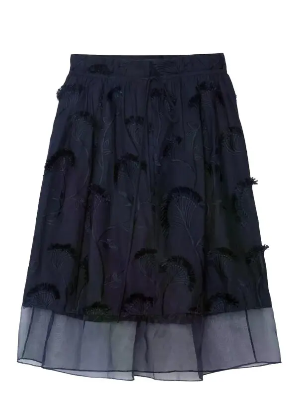 3.1 Phillip Lim Embroidered Layered Midi Skirt - Blue