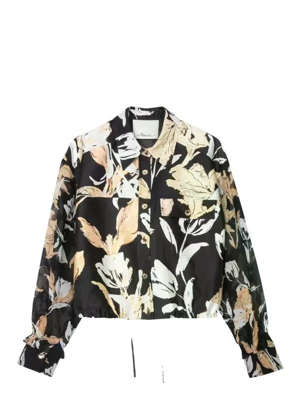 3.1 Phillip Lim Floral-print Drawstring Shirt - Black