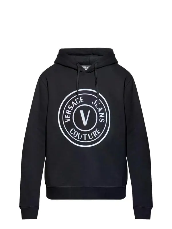 Versace Logo-print Cotton Hoodie - Black