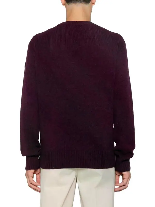 Moncler Crew-neck Sweater With Logo Patch - Purple