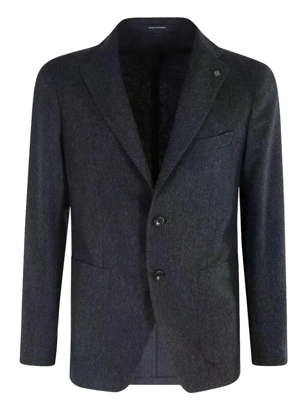 Tagliatore Herringbone Single-breasted Blazer - Blue