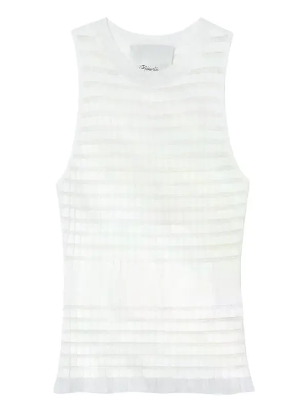 3.1 Phillip Lim Ribbed-knit Ruffled Top - Neutrals