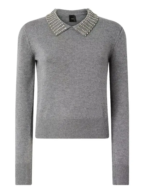 Pinko Embellished-collar Jumper - Grey