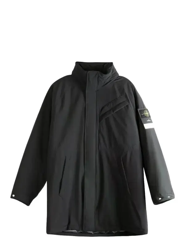 Stone Island Logo-patch Padded Coat - Black