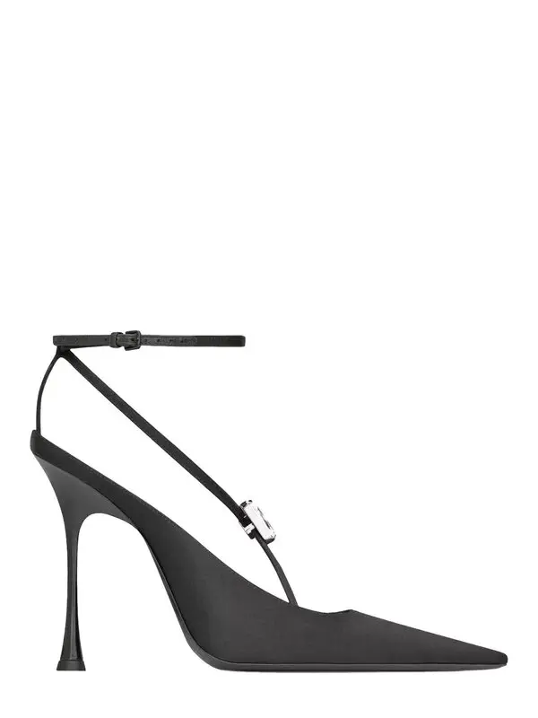 Saint Laurent Harlow Crystal-embellished Slingback Pumps - Black