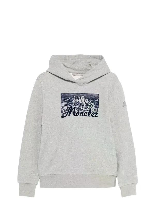 Moncler Mountain-print Hoodie - Grey