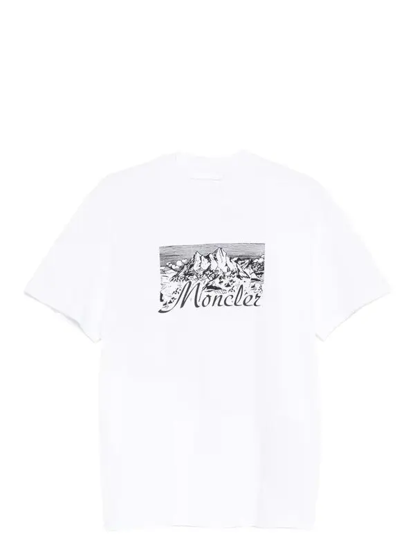 Moncler Mountain-print T-shirt - White