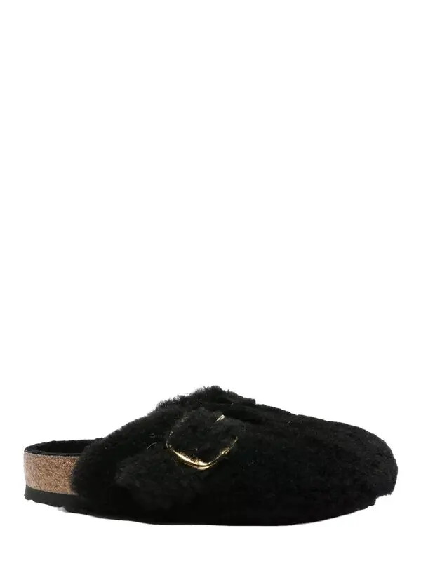 BIRKENSTOCK Boston Shearling Buckle Mules - Black