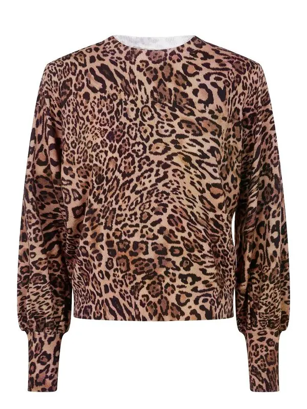 TWINSET Leopard Print Balloon-sleeve Sweater - Brown